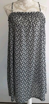 H & M Women's Sundress Navy Blue Leaf Design Large NWT | eBay