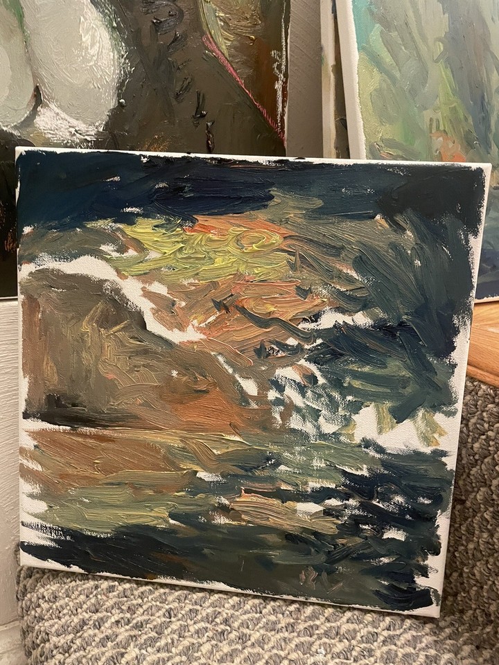 Small Monet Impressionist Seascape Landscape French Realist Oil On ...