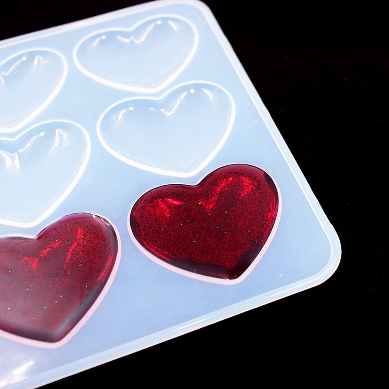 1Pc 3D Love Heart Silicone Mold Jewelry Making DIY Tool UV Epoxy Resin ...