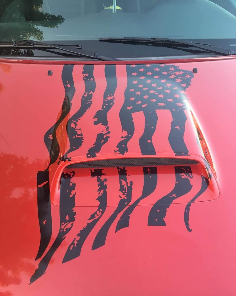 (2) American Flag Decals distressed large vinyl graphic car truck ...