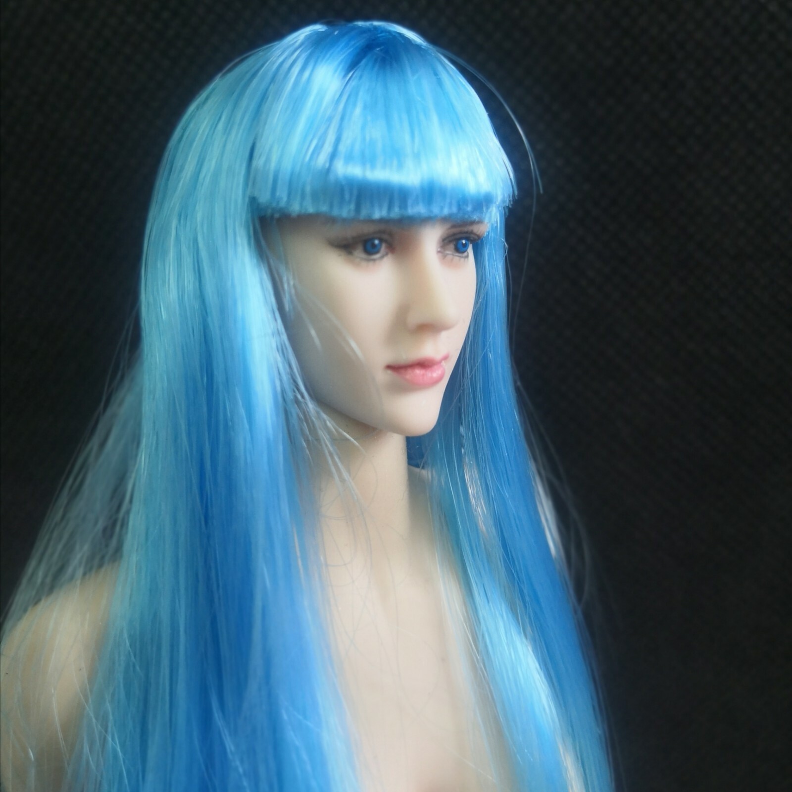 1/6 Female Head Blue Hair Beauty Sculpt PVC Model Fit PH TBLeague ...