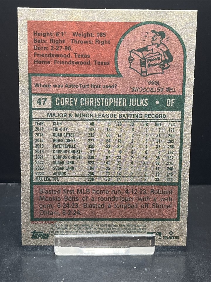 2024 Topps Heritage COREY JULKS Astros SP #47 Low Number | eBay