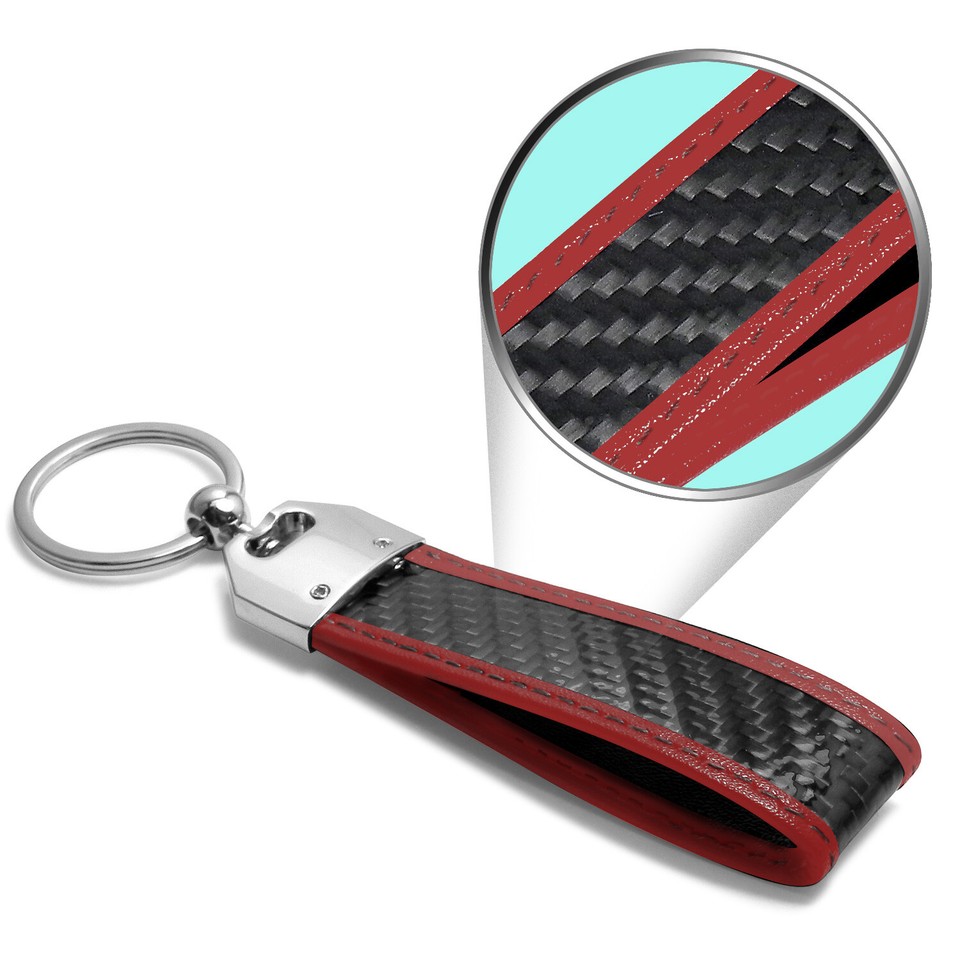 SRT-8 Logo Real Carbon Fiber Strap Key Chain with Red Edge for Dodge ...