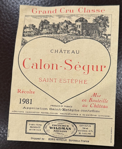 CALON - SÈGUR SAINT ESTÈPHE used Wine Label - Grand Crú Classé | eBay
