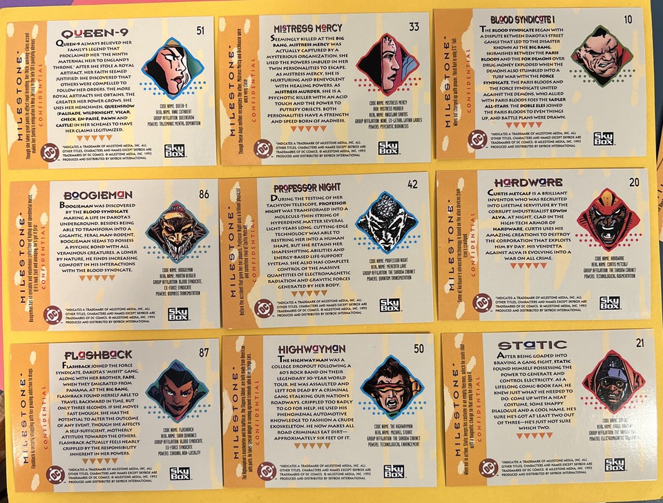 1993 DC Comics Milestone Complete Set Of 100 Trading Cards w/checklists ...