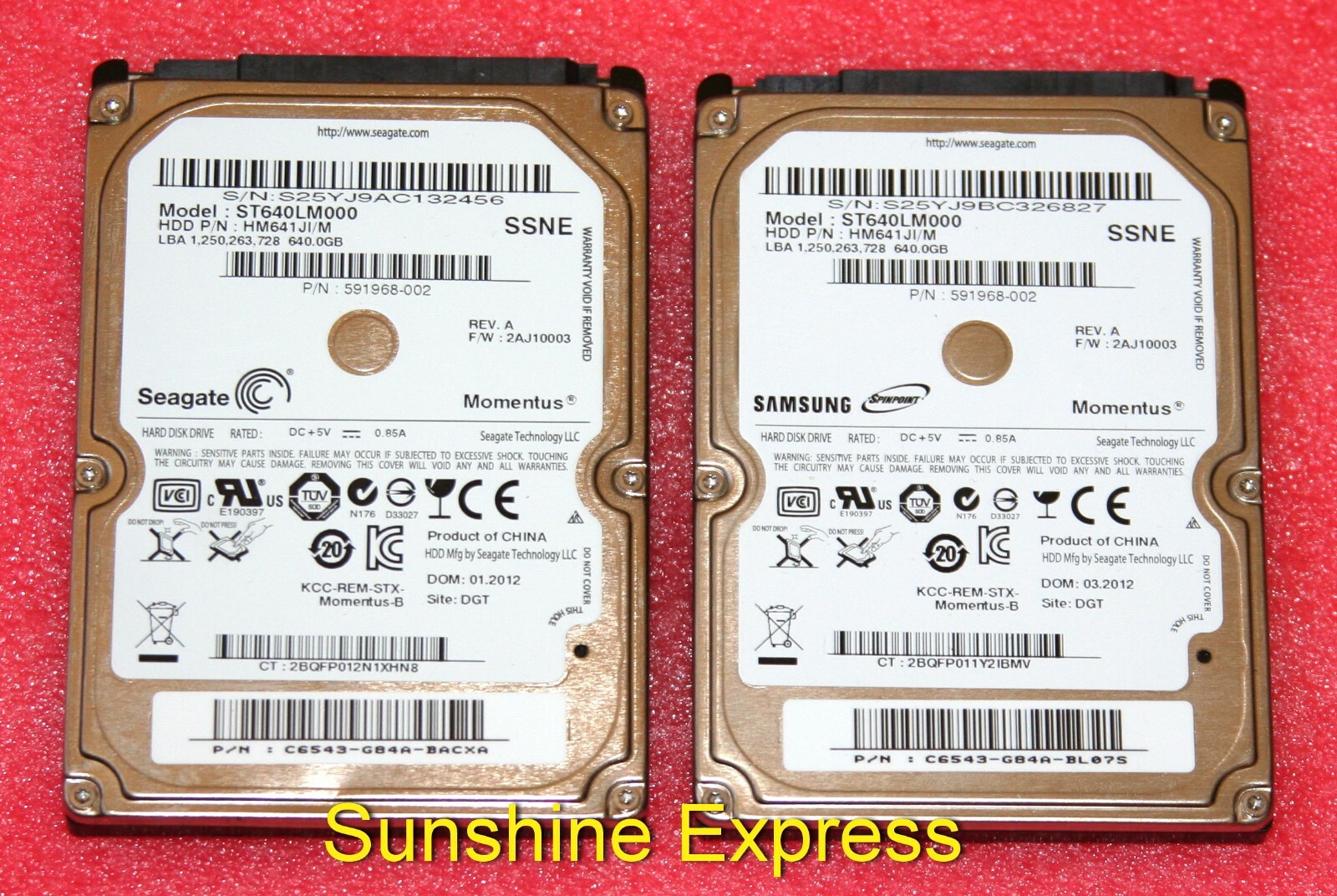 Lot of 2: OEM HP 591968-002 Samsung 640GB 2.5" SATA Hard Drive ...
