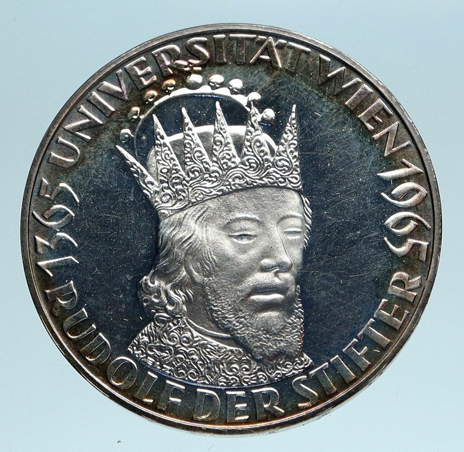 1965 AUSTRIA 600th of VIENNA UNIVERSITY Rudolf IV Der Stifter Silver ...