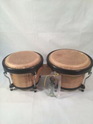 MP Custom Pro Bongo Set in Natural Wood-Skin Drum Heads-Tunable-7" and ...