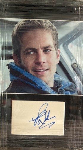 PAUL WALKER Signed matted Card With Framed Photo Guaranteed Authentic ...