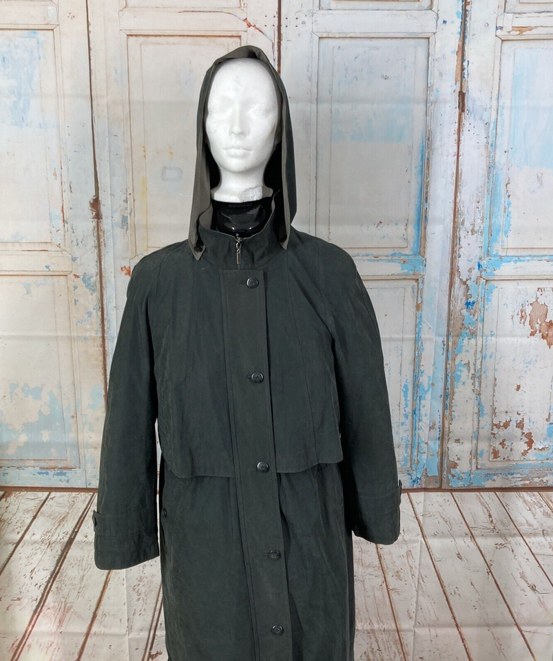 Fleet Street Oil Cloth Long Coat Removeable Liner Hooded RN 50411 Green Ausylook | eBay