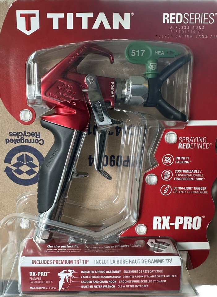 Titan 538020 RX-PRO Airless Paint Spray Gun w/Two & Four Finger Grips ...