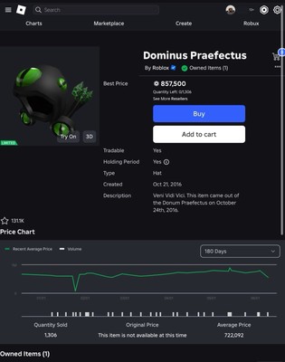 Roblox Dominus Prafectus Limited Item | eBay