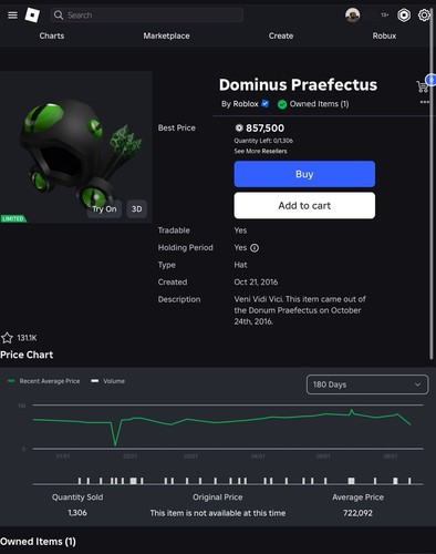 Roblox Dominus Prafectus Limited Item | eBay