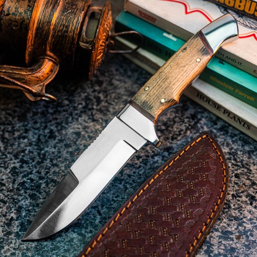 Wild blade Bushcraft Knife 8.8" Handmade Full Tang in Damascus / Carbon ...