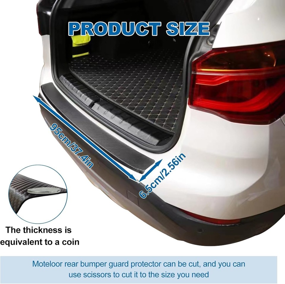 Rear Bumper Guard Protector Leather Carbon Fiber SUV Trunk Scratch ...