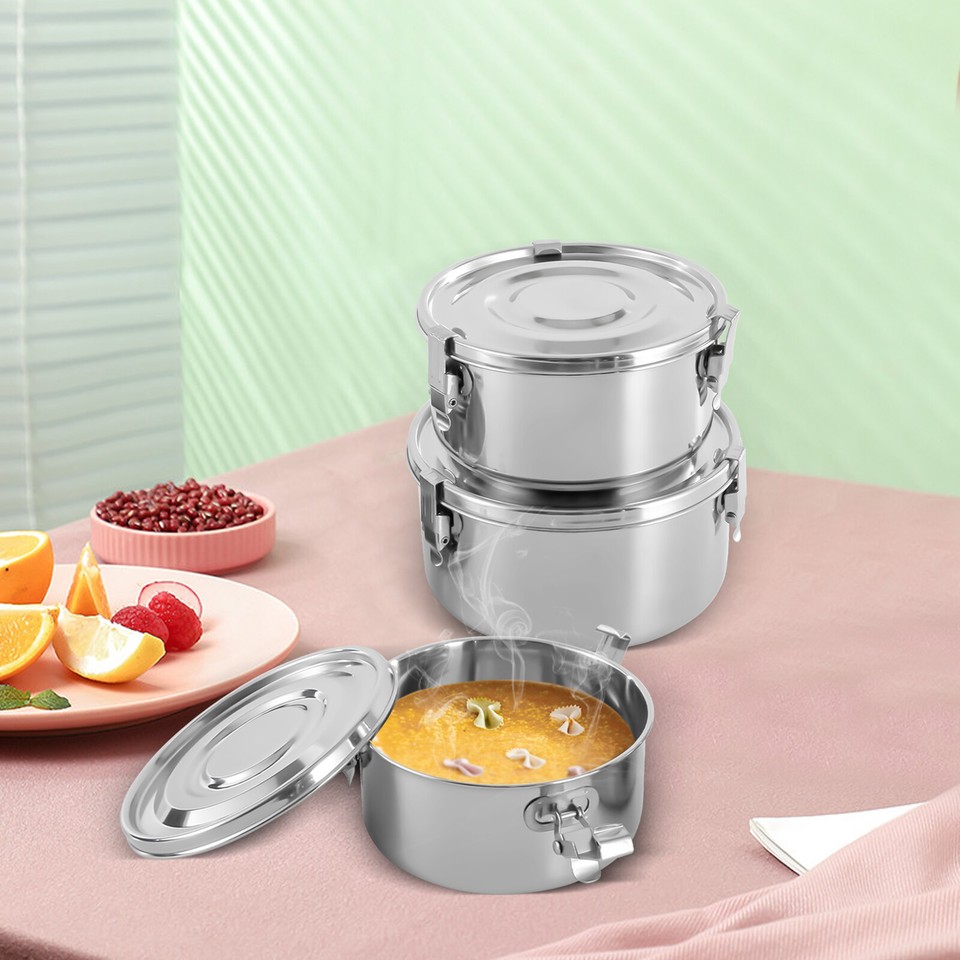 3 Sets Stainless Steel Food Storage Containers, Kitchen Food Containers ...