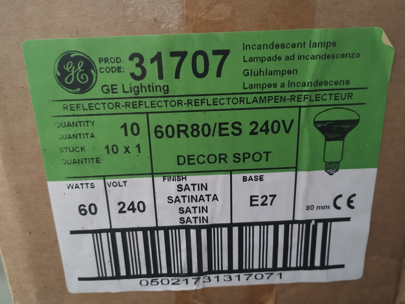 3 X R80 Reflector Spot Light Bulbs 2 Bell 1 GE 60w Es/e27 Screw Fitting ...