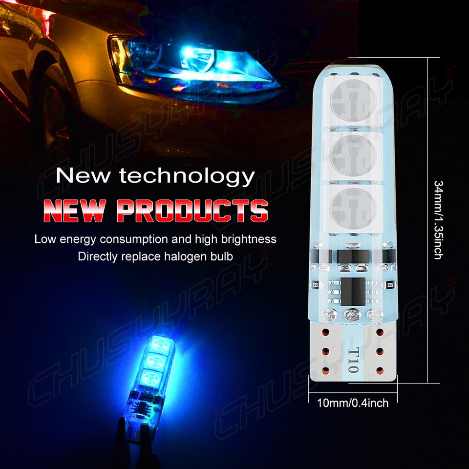 Multi Color RGB LED Bulb Car Parking Lights 168 194 T10 w/RF Remote ...