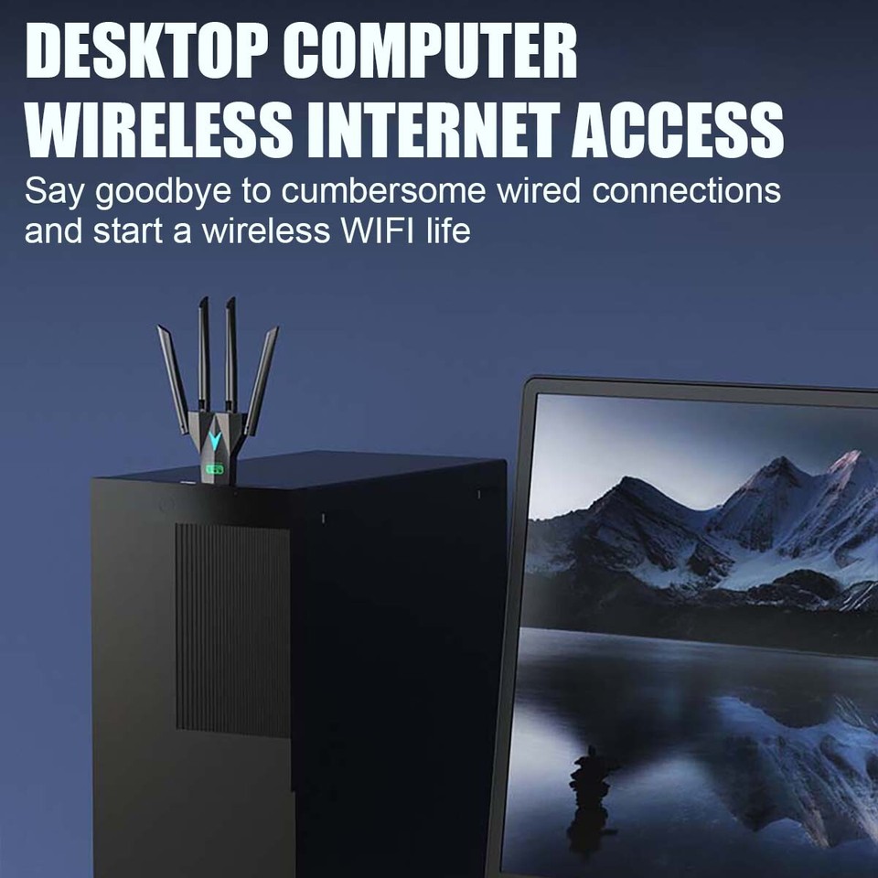 1300Mbps Wireless Dual Band USB 3.0 WiFi 2.4G/5G Network Adapter Dongle ...
