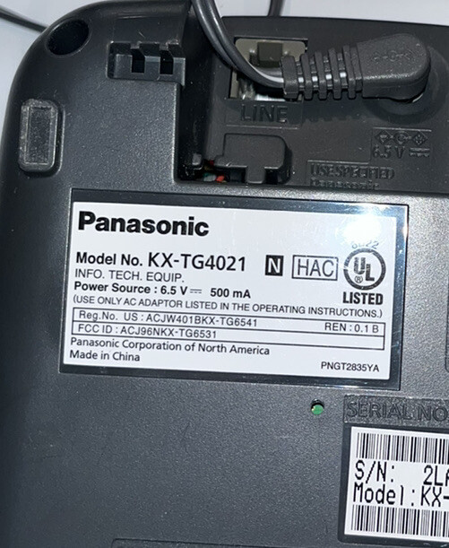 Panasonic KX-TG4021 KX-4022 kx-tg4023 Phone Base to KX-TGA402 Cordless ...