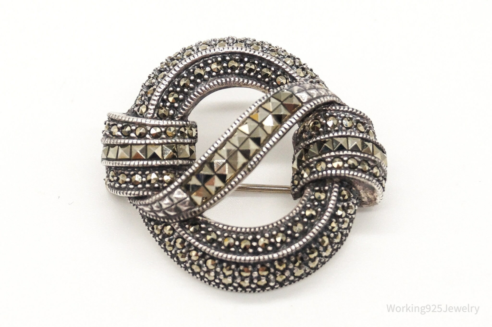 Large Vintage Judith Jack Marcasite Art Deco Sterling Silver Brooch Pin ...