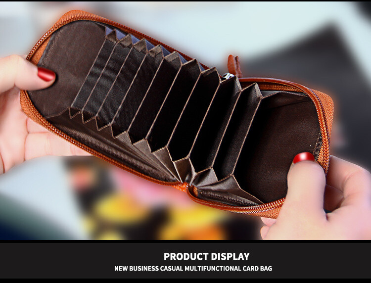 RFID Blocking Card Holder Leather Credit Card Case Wallet Zip Around ...