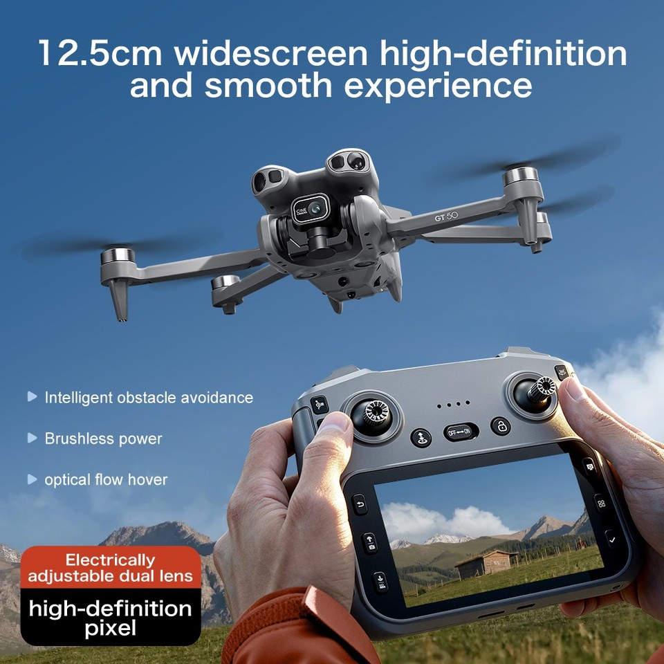 6K Drone with Dual Camera,Foldable,Large Screen Remote,2 Battery&Long ...