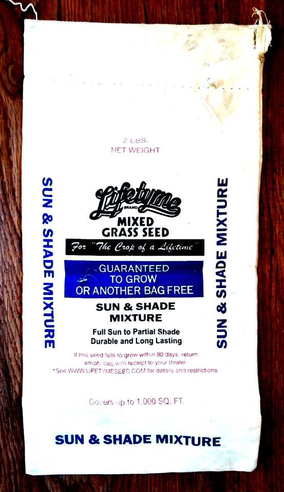 Lot of 2 Vintage Lifetime Mixed Grass Cloth Seed Bags 2 lbs and 5 lbs ...