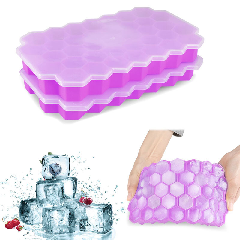 Premium Ice Cube Trays Silicone Hexagonal Ice Cube Molds with Sealing ...