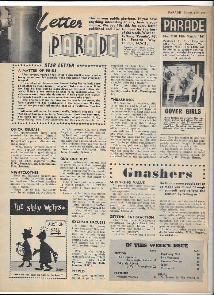 Vintage Parade Men's Magazine March 1961 No. 1110 | eBay UK