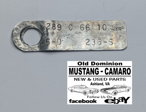 1966 Mustang 289 2-V Automatic Transmission Engine ID Tag | eBay