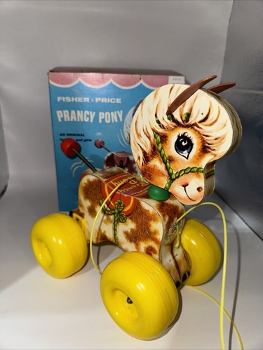 Vintage 1965 Fisher Price Prancy Pony Toddler Wood Pull Toy Horse With ...