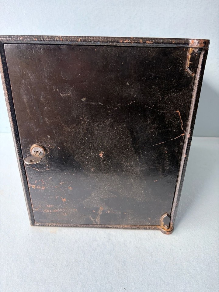 Antique Victorian Mini Iron Safe With two Wooden Drawers-one w/lock-no ...