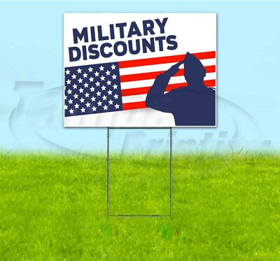 MILITARY DISCOUNTS 18x24 Yard Sign WITH STAKE Corrugated Bandit USA ...