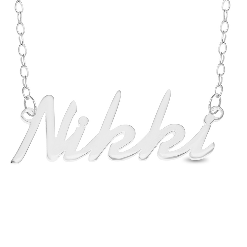 Nikki Name Plate Necklace Pendent Sterling Silver female Personalized ...