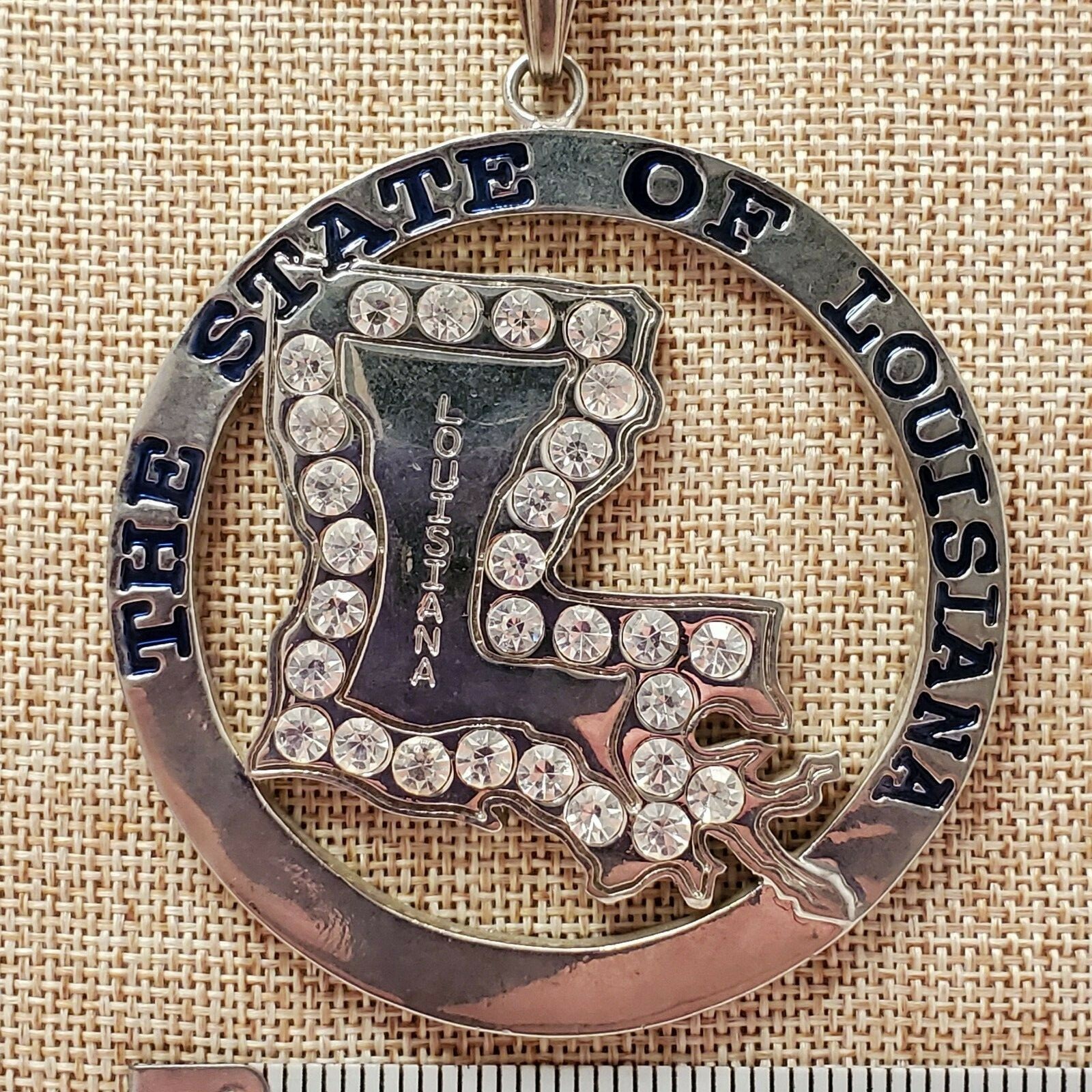 Silver Tone Map of Louisiana Pendant and Necklace with Rhinestones | eBay