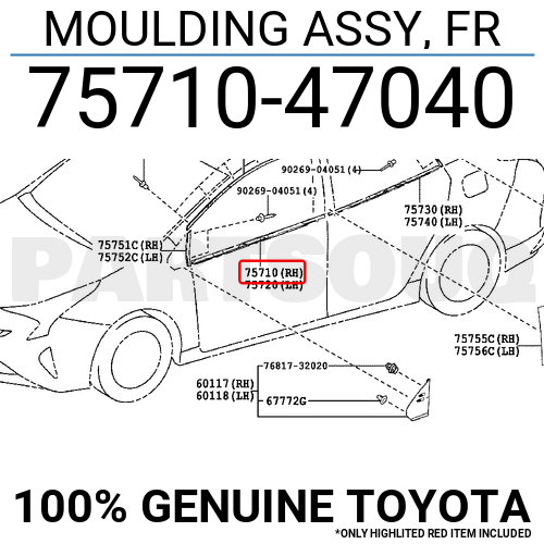7571047040 Genuine Toyota MOULDING ASSY, FR 75710-47040 | eBay