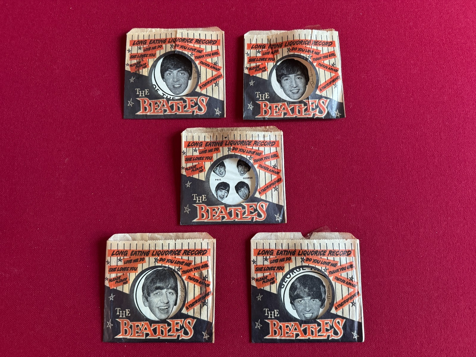 1964, BEATLES, Candy Licorice Records, Set of (5) RARE / Vintage | eBay