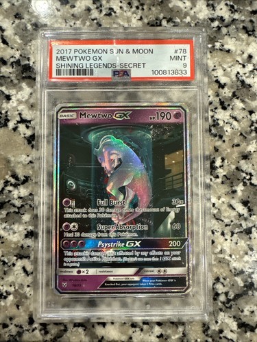 Mewtwo GX Holo PSA 9 Secret Rare Card Shining Legends MINT Alt Art #78 ...