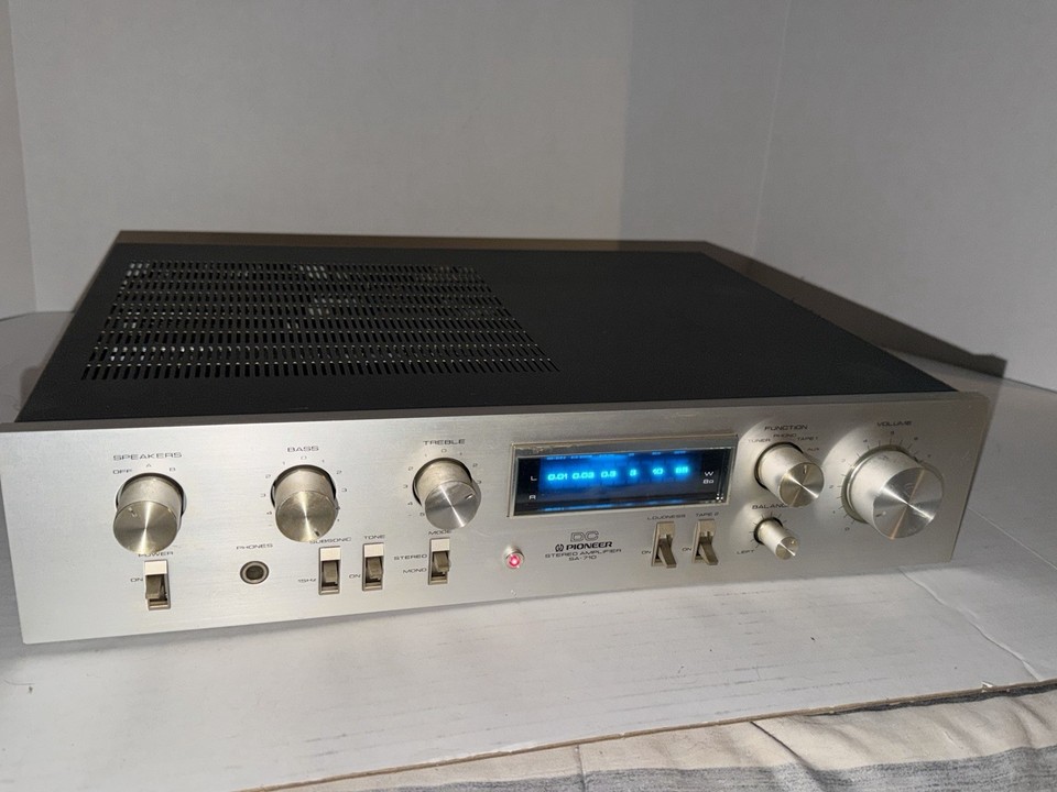 Vintage Pioneer SA-710 Blue Line Silver Stereo Amplifier Made In Japan ...