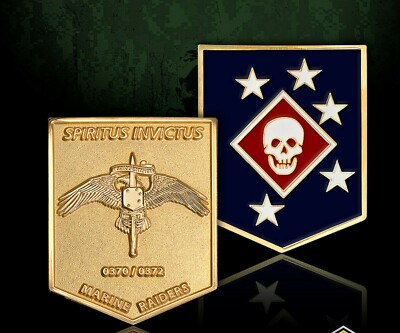 GOLD EGA MARINE CORPS RAIDERS MARSOC SPIRITUS INVICTUS 2" CHALLENGE ...