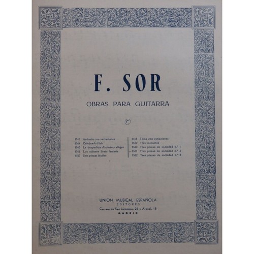 SOR Ferdinand Tres Piezas de Sociedad No 2 Guitare 1954 | eBay