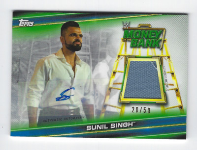 SUNIL SINGH 2019 TOPPS WWE MONEY IN THE BANK AUTHENTIC MAT RELIC AUTO /50 | eBay