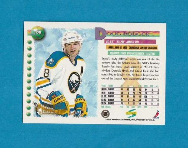 1994-95 Score GOLD LINE parallel # 198 Doug Bodger BUFFALO SABRES | eBay