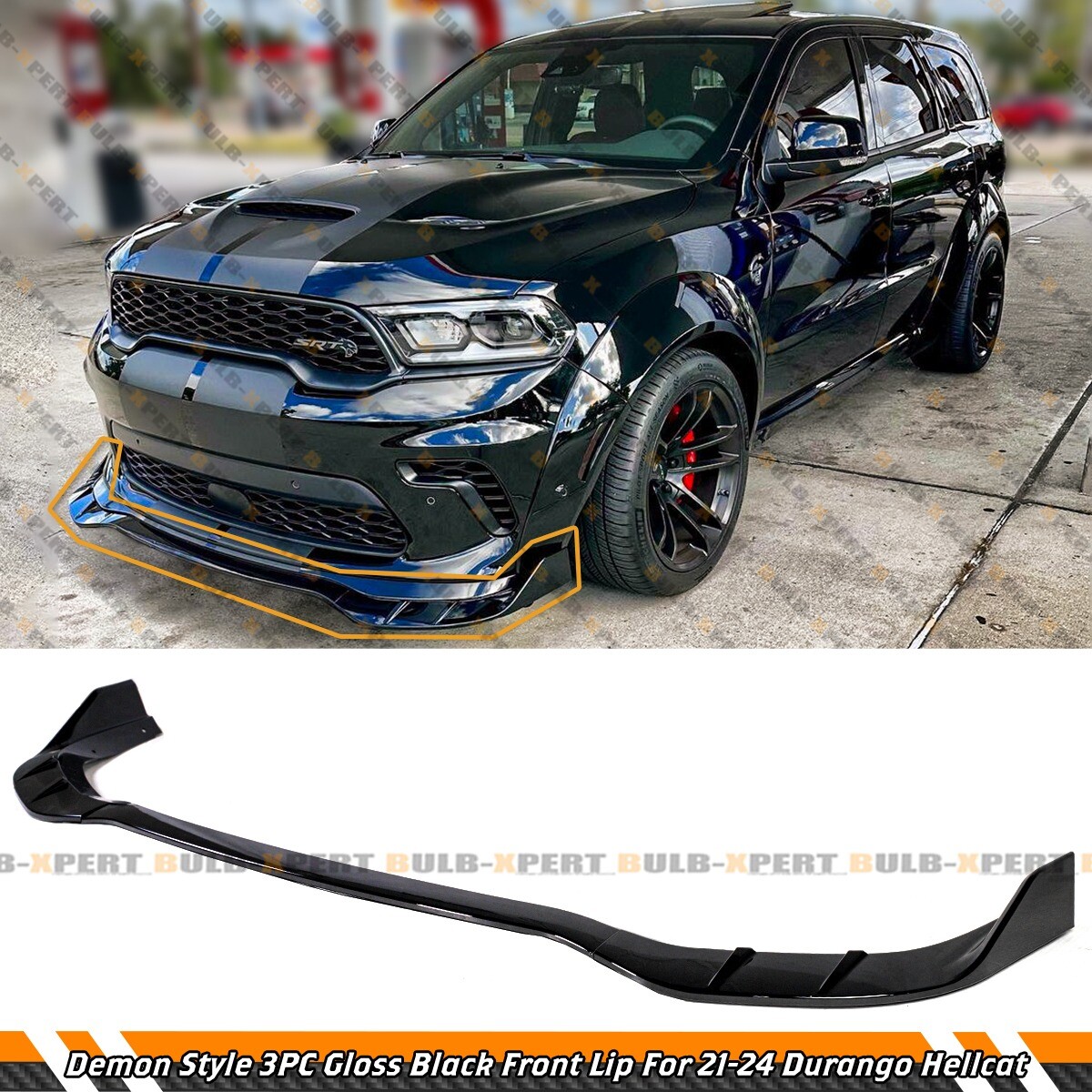 Demon Style Black Front Bumper Lip Splitter For 21-24 Dodge Durango SRT ...