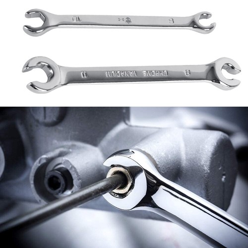 2X Strong Flare Nut Wrench Open-Ended Brake Pipe Spanner set 9mm, 8mm ...