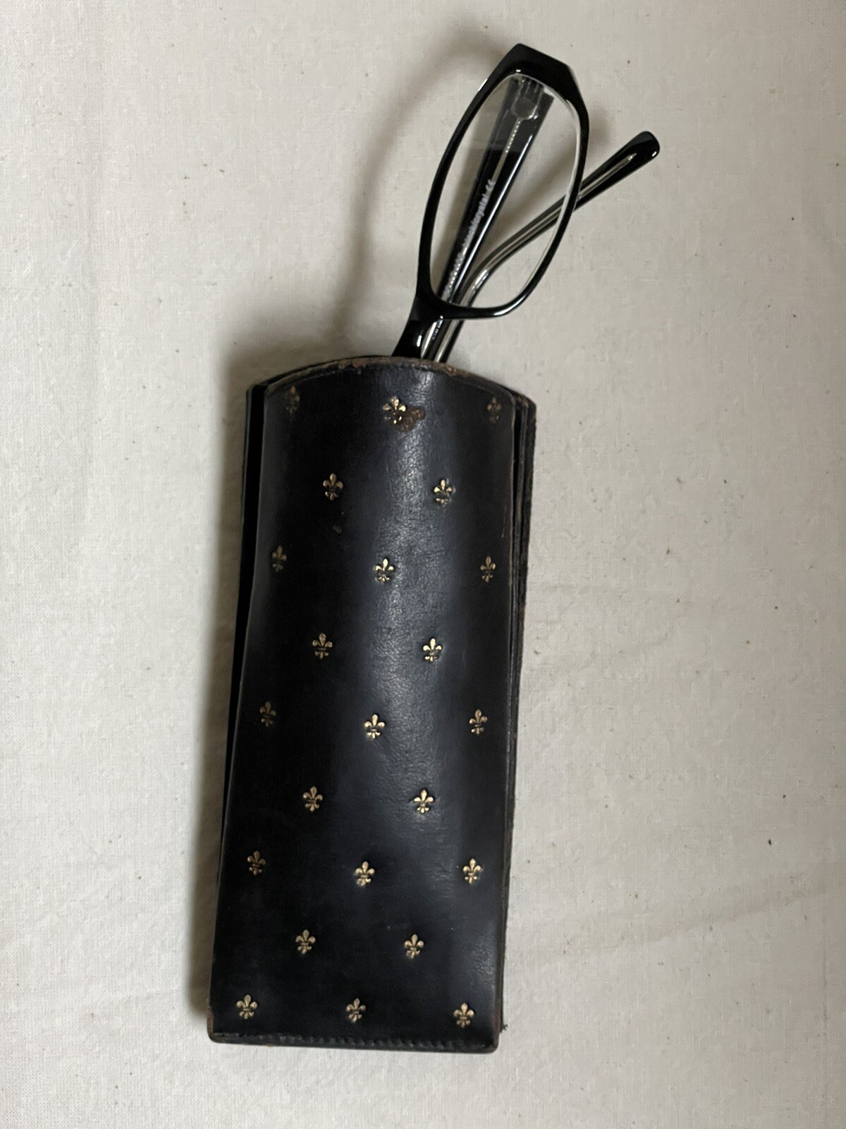 Vintage Italian leather Peck & Peck gold fleur de lis… - Gem