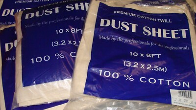 5 X 100% COTTON TWILL PROFESSIONAL DECORATING LARGE DUST SHEETS SIZE 3 ...