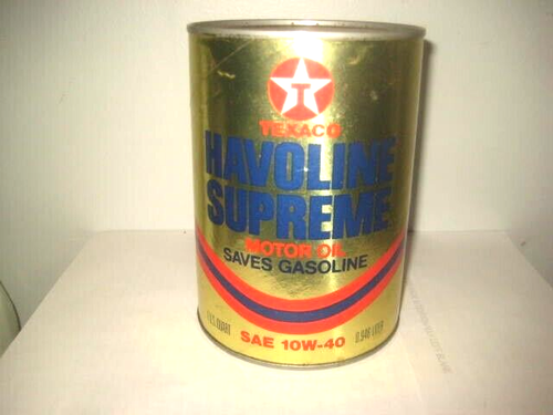 Texaco Havoline Motor Oil 10W-40 1 Quart Gold Can Full | eBay