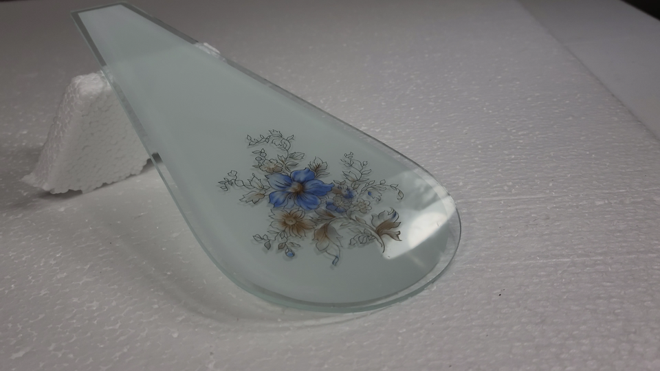 Vintage Touch Lamp Glass Panel Replacement Blue Flower Floral Mid ...